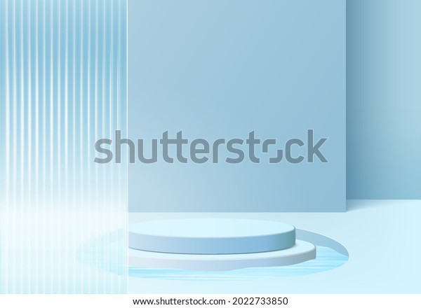3d background platform with blue glass modern. Background vector 3d ...
