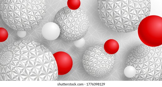 3d Balls Background Realistic Red White Stock Vector (Royalty Free ...