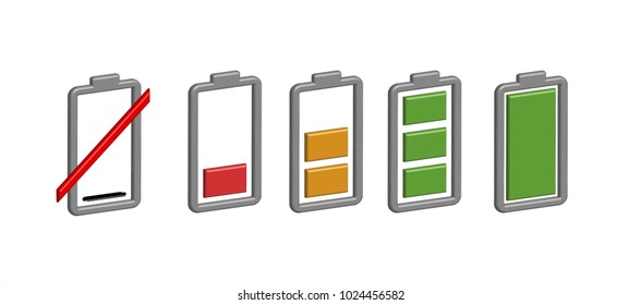 3d Battery Charging Level Icons Vector Stock Vector (Royalty Free ...