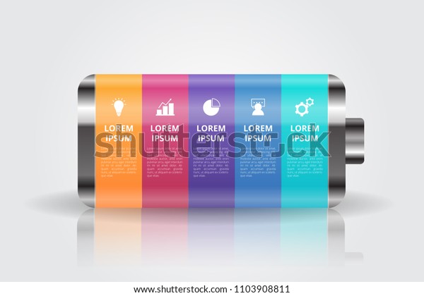 3d Battery Infographic Template Business Education Stock Vector ...