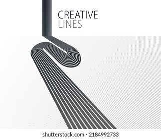 3d Black White Lines Perspective Abstract Stock Vector (Royalty Free ...