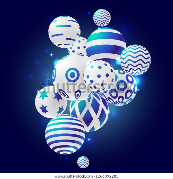 3d Blue Balls Decorative Vector Illustration Stock Vector (Royalty Free ...