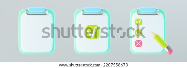 3d Blue Checklist On Clipboard Icons Stock Vector (Royalty Free ...