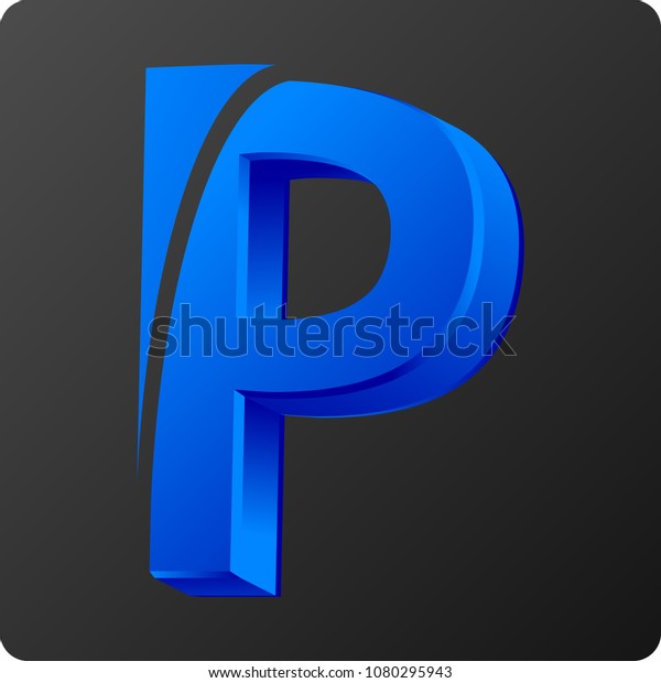 3d Blue Letter P Logo Stock Vector (Royalty Free) 1080295943