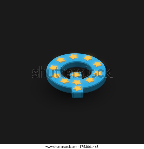3d Bold Character Q Stars Isometric Stock Vector (Royalty Free ...