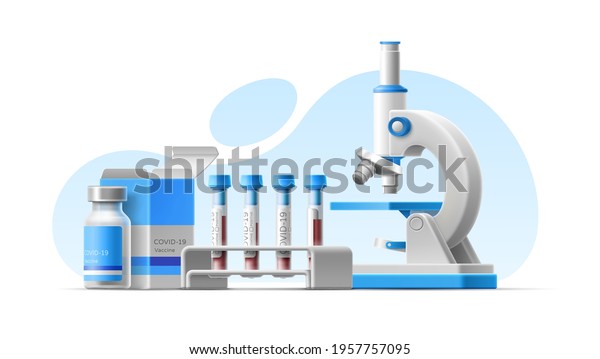 3d Cartoon Illustration Microscope Blood Test Stock Vector (Royalty ...