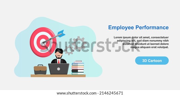 3d Cartoon Style Illustration Employee Performance: เวกเตอร์สต็อก (ปลอด ...