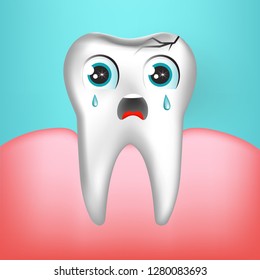 3d Cartoon Tooth Crack Gum Vector Stock Vector (Royalty Free ...
