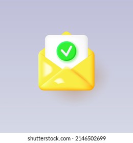 3d Check Message Icon Isolated On Stock Vector (Royalty Free ...