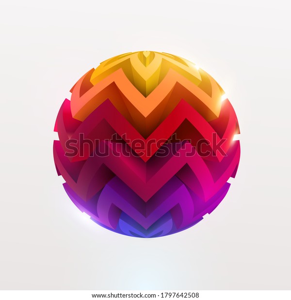 3d Colored Striped Ball Art Geometric Stock Vector (Royalty Free ...