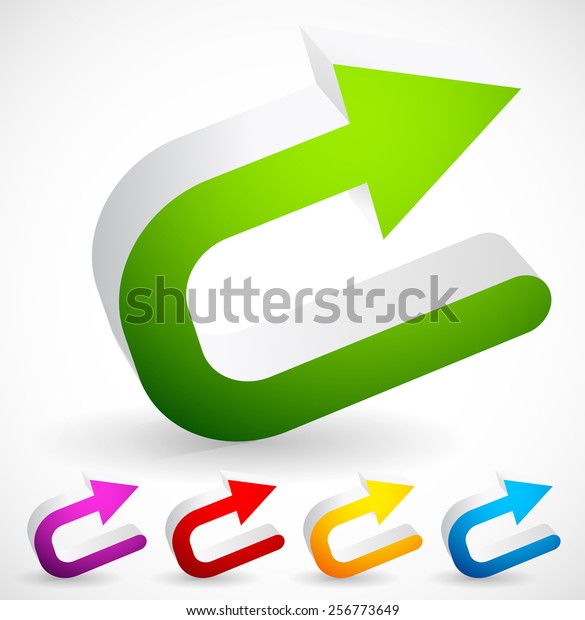 3d Colorful U Turn Backward Return Stock Vector (Royalty Free) 256773649