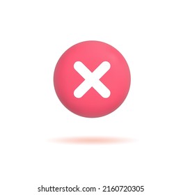 3d Cross Mark Icon Negative Decline Stock Vector (Royalty Free ...