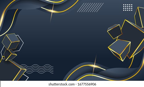 3d Cube Golden Box Abstract Background Stock Vector (Royalty Free ...