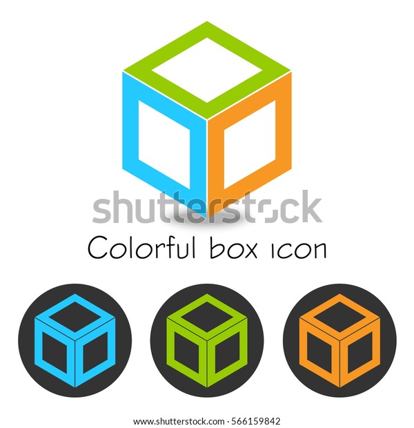 3d Cube isometric colorful logo concept. Abstract square logo template ...