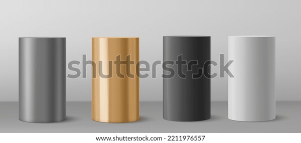 3d Cylinder Different Materials Pillar Isolated Stock Vector (Royalty ...