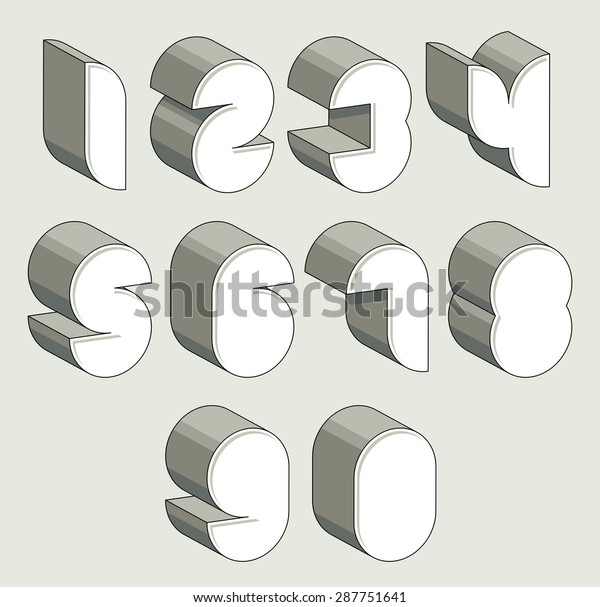 3d Futuristic Numbers Set Monochrome Numerals Stock Vector (Royalty ...