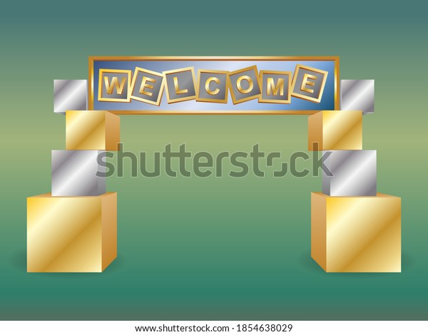3d Gate Entrance Welcome Text Box Stock Vector (Royalty Free ...