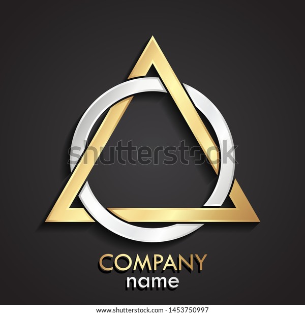 3d Geometric Circle Triangle Golden Silver Stock Vector (Royalty Free ...