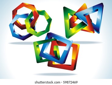 3d Geometric Shapes Polygons Squares Triangles Stock Vector (Royalty ...
