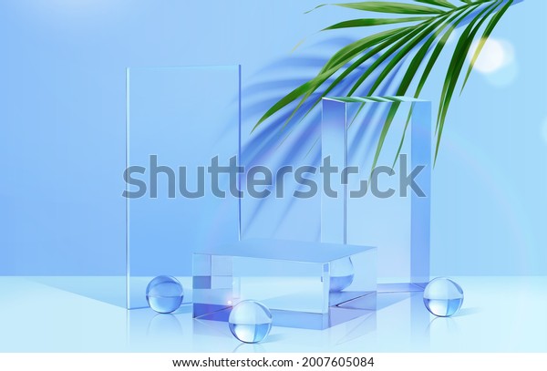 3d Glass Display Stand Decorated Tropical Stock Vector (Royalty Free ...