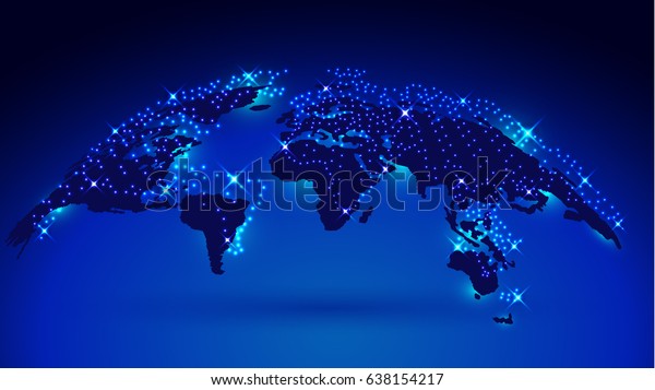 3d Globe Map Shiny Illuminated Lights Stock Vector (Royalty Free) 638154217