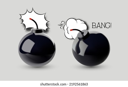 3d Glossy Bomb Bang Cloud Stock Vector (Royalty Free) 2192561863 ...