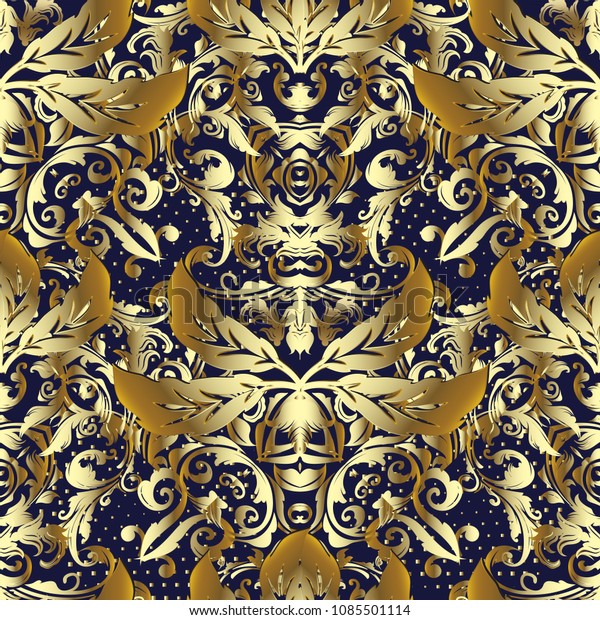 3d Gold Baroque Vector Seamless Pattern Stock Vector (Royalty Free ...