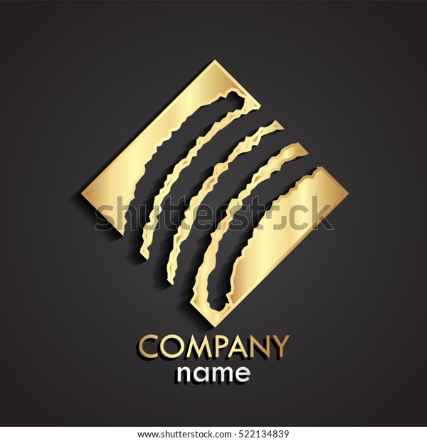 3d Gold Claw Scratches Square Logo Stock Vector (Royalty Free) 522134839