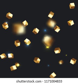 3d Gold Cube Confetti Flying Shiny Stock Vector (Royalty Free) 1139039654