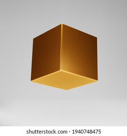 3d Gold Metallic Cube Isolated On Stock Vector (Royalty Free ...