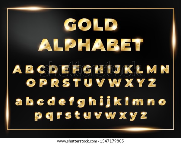 3d Gold Shiny Lettering Text Font Stock Vector (Royalty Free ...