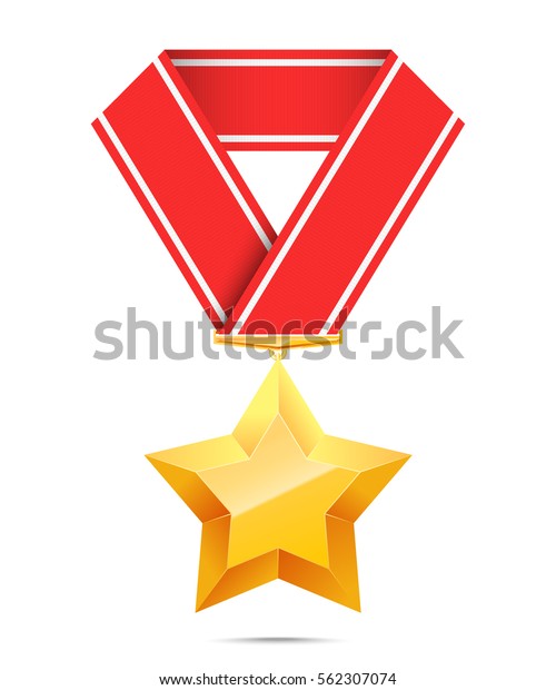 3d Gold Star Red Ribbon Military Stock Vector (Royalty Free) 562307074
