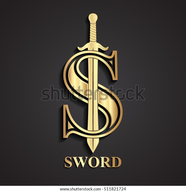 3d Gold Sword S Logo Stock Vector (Royalty Free) 511821724