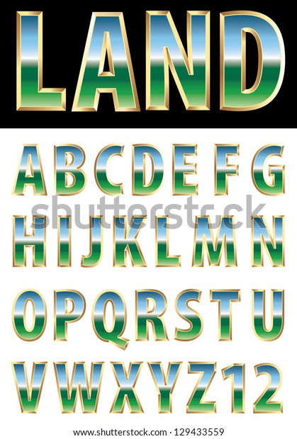 3d Golden Alphabet Reflection Landscape Stock Vector (Royalty Free ...