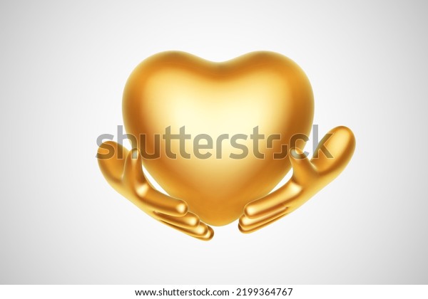 3d Golden Cartoon Human Hands Holding Stock Vector (Royalty Free ...