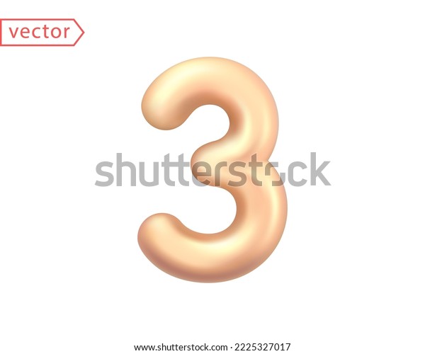 3d Golden Number 3 Arabic Number Stock Vector (Royalty Free) 2225327017 ...