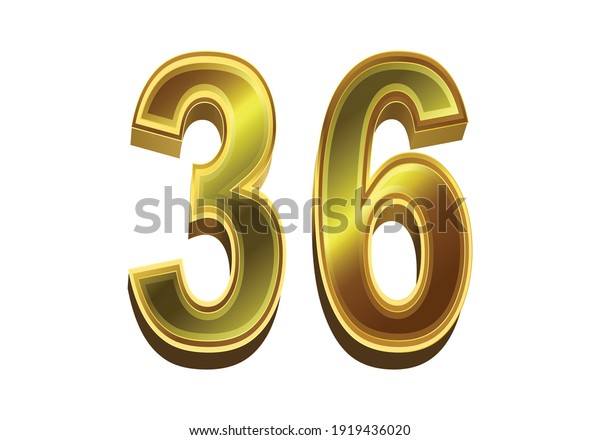 3d Golden Number 36 Isolated On Stock Vector (Royalty Free) 1919436020 ...