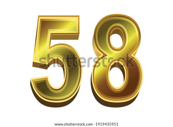 3d Golden Number 58 Isolated On Stock Vector (Royalty Free) 1919435951 ...