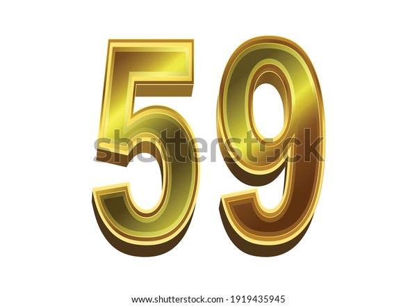 3d Golden Number 59 Isolated On Stock Vector (Royalty Free) 1919435945 ...