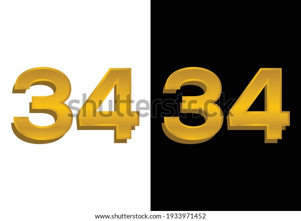 3d Golden Number Isolated 34 On Stock Vector (Royalty Free) 1933971452 ...