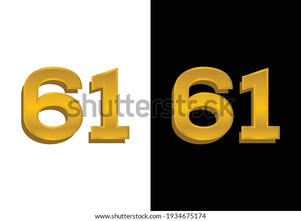 3d Golden Number Isolated 61 On Stock Vector (Royalty Free) 1934675174 ...
