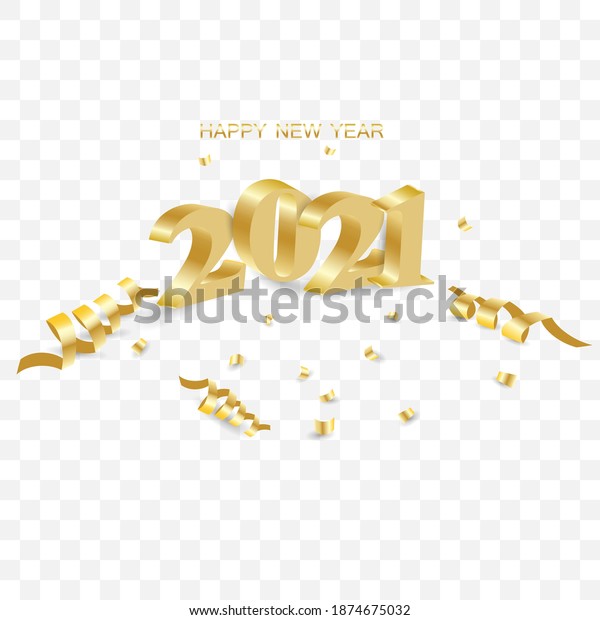 3d Golden Numbers 2021 On Transparent Stock Vector (Royalty Free ...