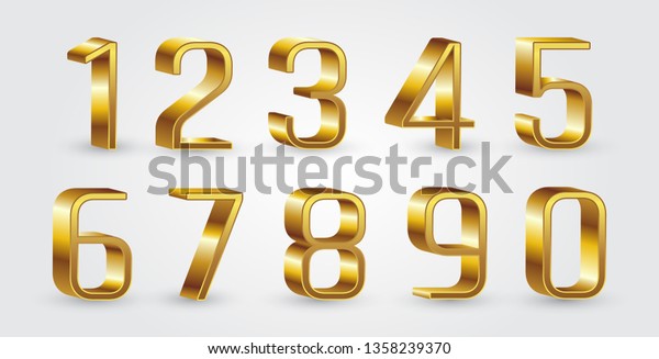 3d Golden Numbers Stock Vector (Royalty Free) 1358239370