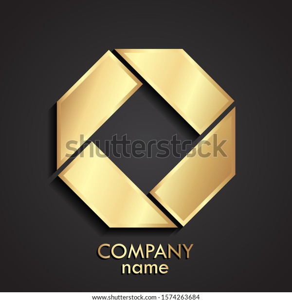 3d Golden Octagon Square Logo: vector de stock (libre de regalías ...