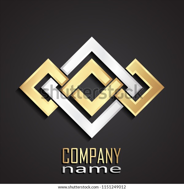 3d Golden Silver Geometric Shape Square Stock Vector (Royalty Free ...