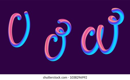 3d Gradient Lettering Holographic Font Set Stock Vector (Royalty Free ...
