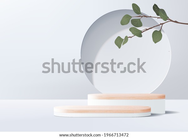3d Gray Background Product Display Wood Stock Vector (Royalty Free ...
