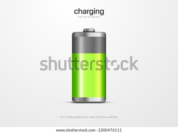 3d Green Battery Icon Full Half Stock Vector (Royalty Free) 2200476111 ...