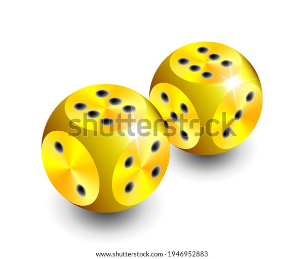 3d Happy Golden Spherical Dice Shadows Stock Vector (Royalty Free ...