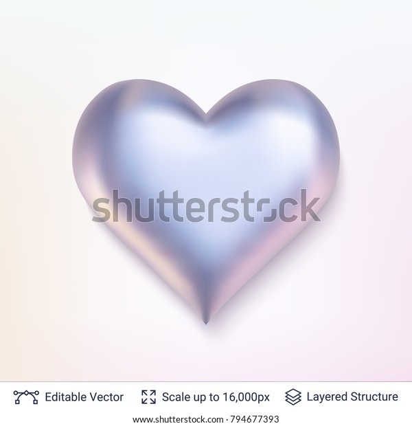 3d Heart Shape Shadows Highlights Easy Stock Vector (Royalty Free ...